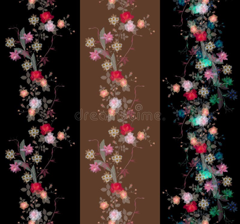 Set of Beautiful Endless Floral Transparency Borders Stock Illustration ...