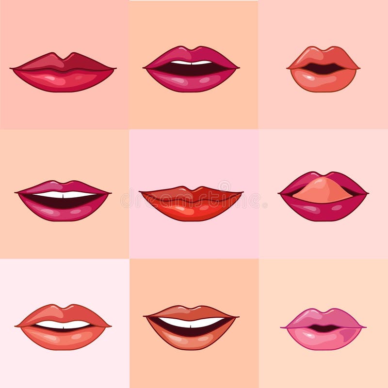 Set of Beautiful Female Lips Stock Vector - Illustration of beauty ...