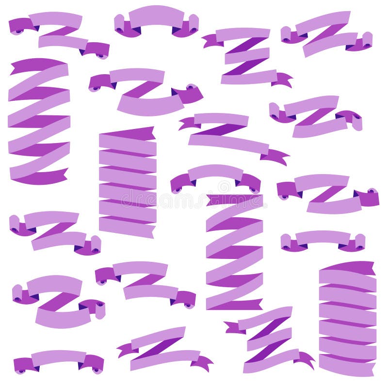 Set of Beautiful Festive Violet Ribbons, on White Background Stock ...