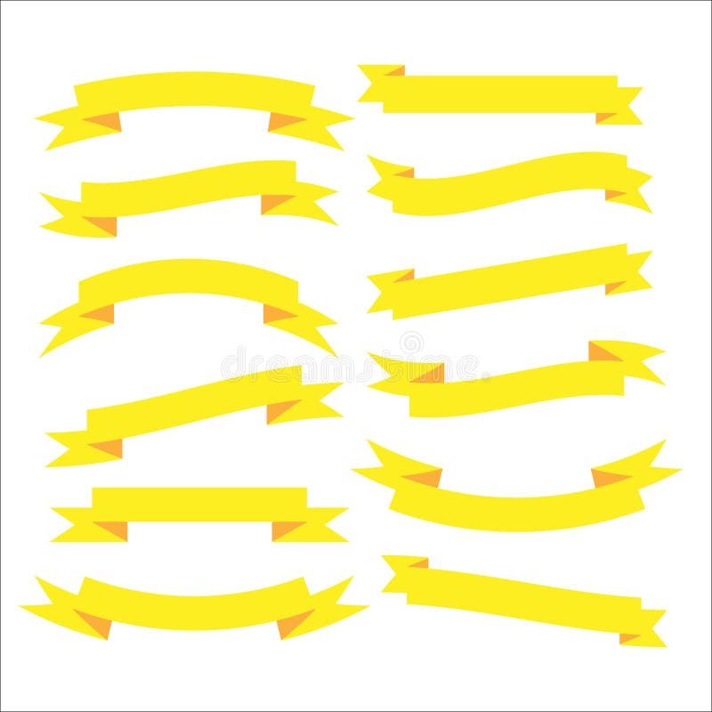 Set of Beautiful Festive Yellow Ribbons. Vector Illustration Stock ...