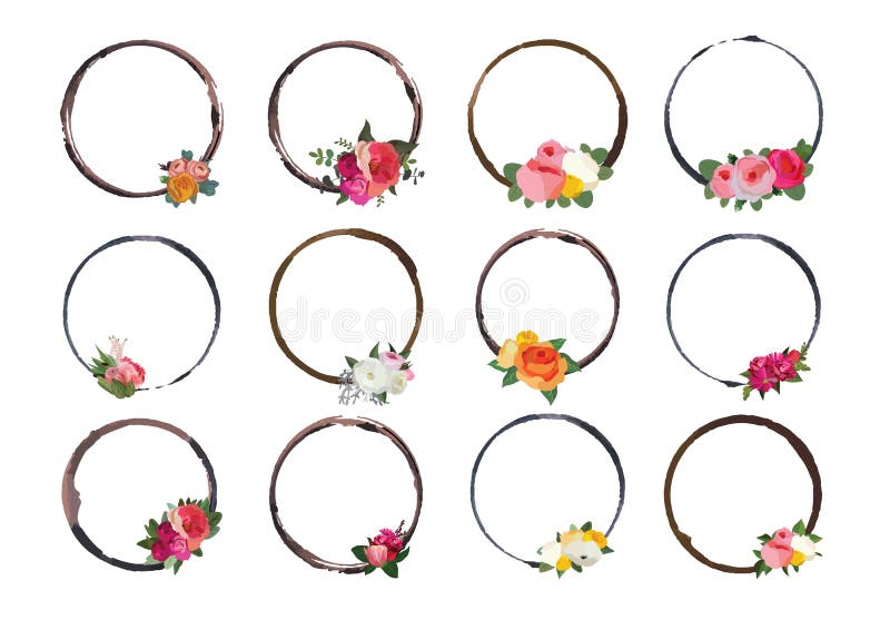Set of Beautiful Flower Wreath, Floral Frames Set. Stock Vector ...