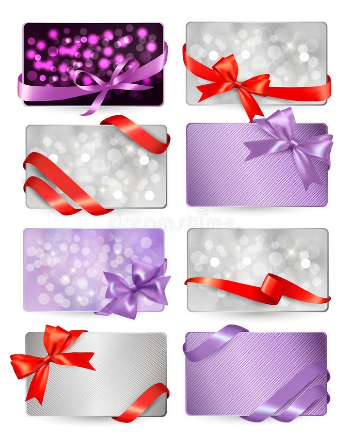 Set of Beautiful Gif Cards with Red Gift Bows Stock Vector ...