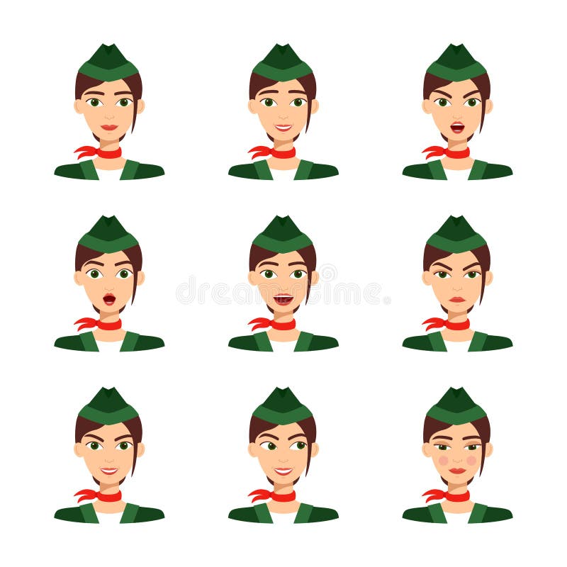 Set of Beautiful Girl Emotions, Vector Illustration Stock Vector ...