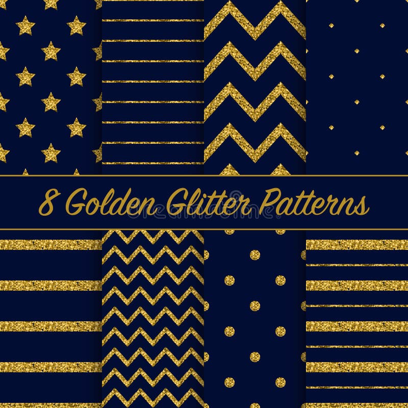 Set of Beautiful Golden Glitter Patterns for Different Festive Designs ...