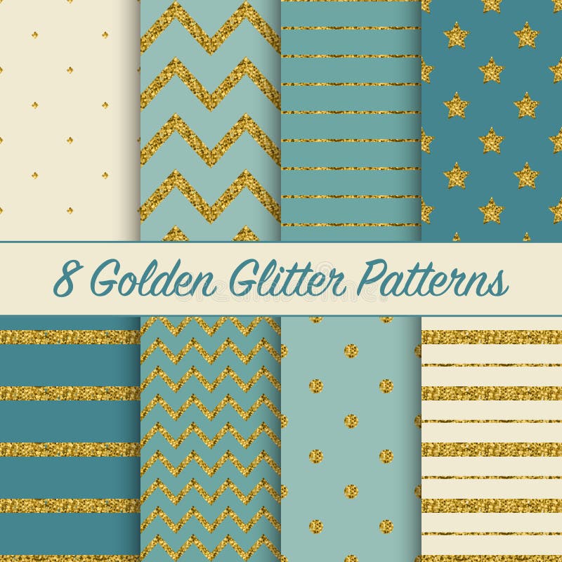 Set of Beautiful Golden Glitter Patterns for Different Festive Designs ...