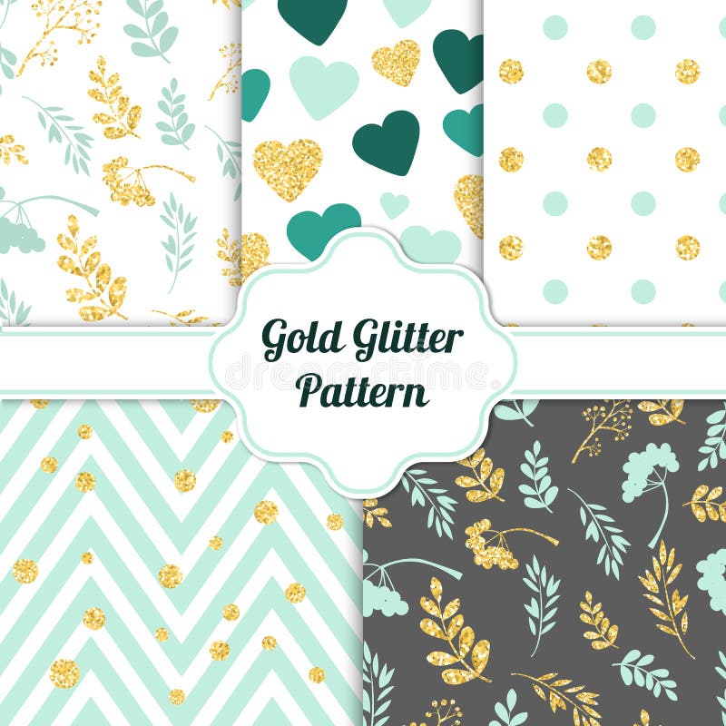 Set of Beautiful Golden Glitter Seamless Patterns for Different Festive ...