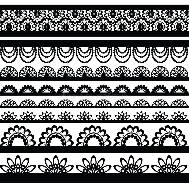 Set of Beautiful Lace Vector Trims Stock Vector - Illustration of love ...