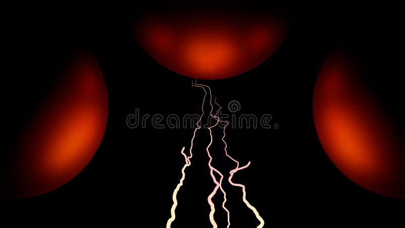 Set of Beautiful Lightning Strikes on a Black Background with Red Round ...