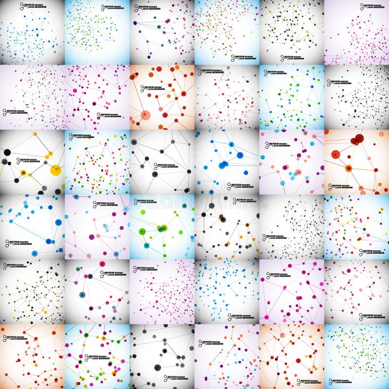 Set of Beautiful Molecular Structure Stock Vector - Illustration of ...