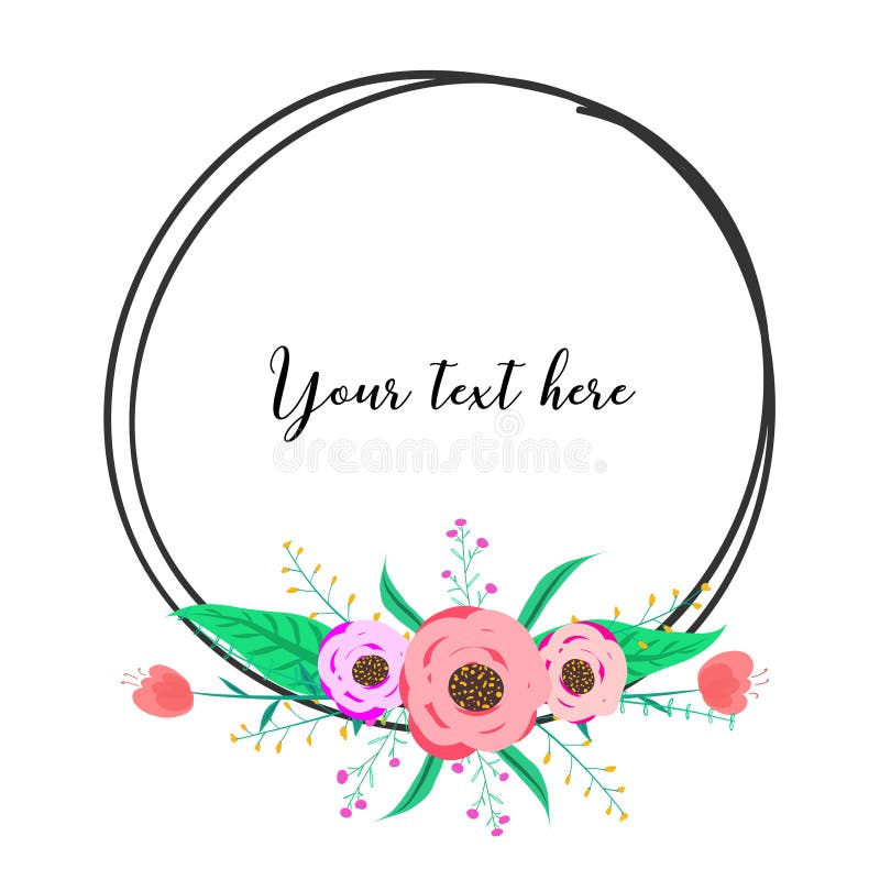 Set of Beautiful Round Frames with Flower for Decoration. Decorative ...