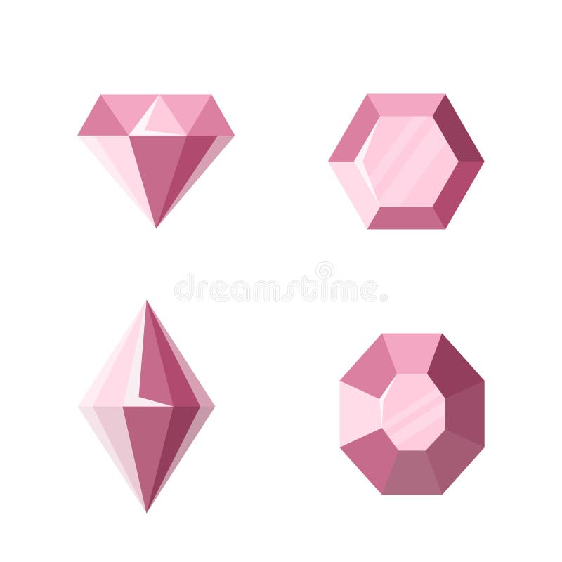 Set of Beautiful Ruby or Diamond Icon. Flat Design on White Background ...