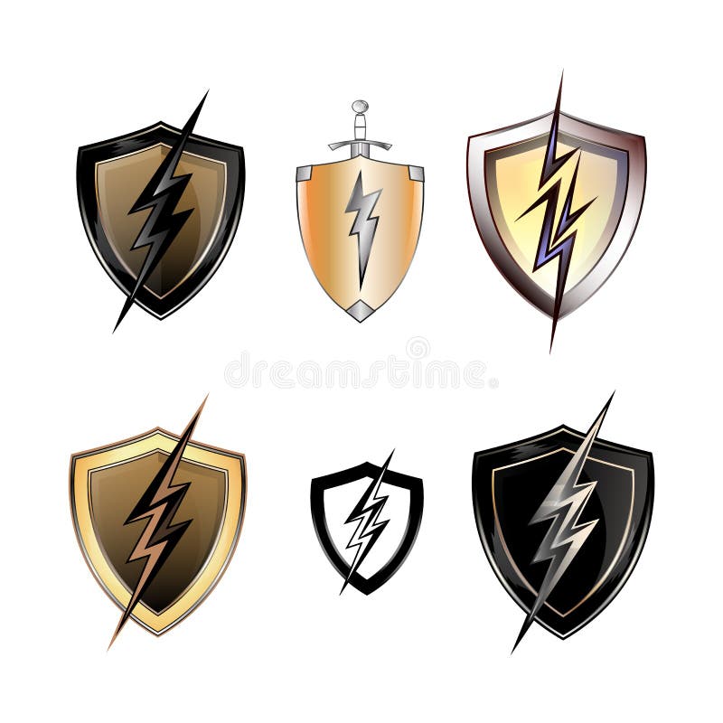 A set of beautiful shields stock vector. Illustration of metal - 223056917