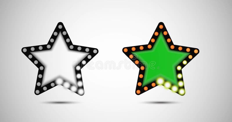 Set of Beautiful Stars with Marquee Lights Flashing on White Background ...