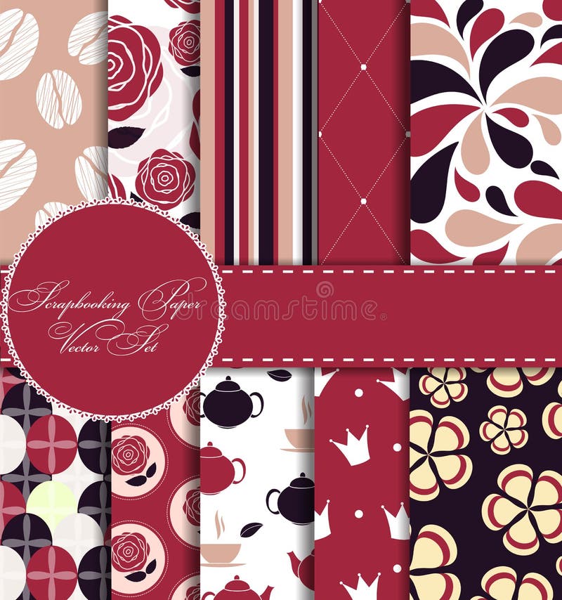 Set of Beautiful Vector Paper for Scrapbook Stock Vector - Illustration ...