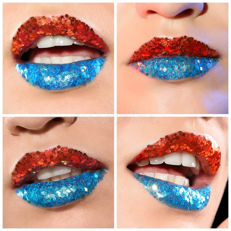 Set with Beautiful Woman, Focus on Lips Stock Image - Image of glamour ...