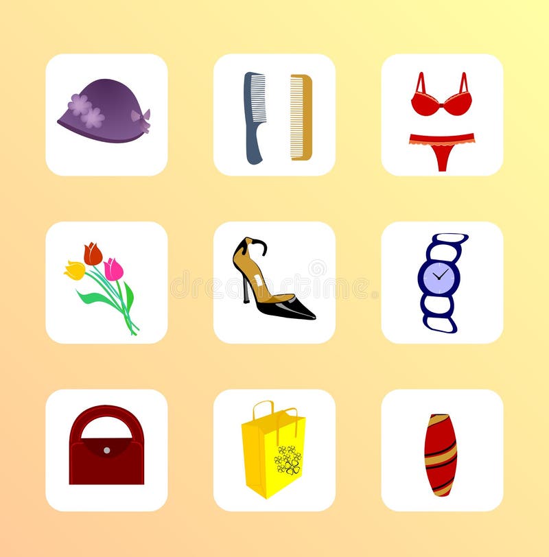 Set of Beauty and Female Products Stock Vector - Illustration of ...