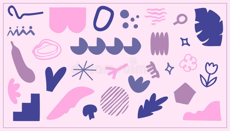 Set of Beauty Hand Drawn Various Shapes and Doodle Objects. Abstract ...