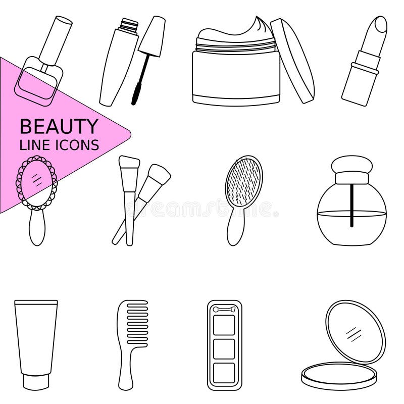 Set of Beauty Vector Line Icons Stock Vector - Illustration of beauty ...