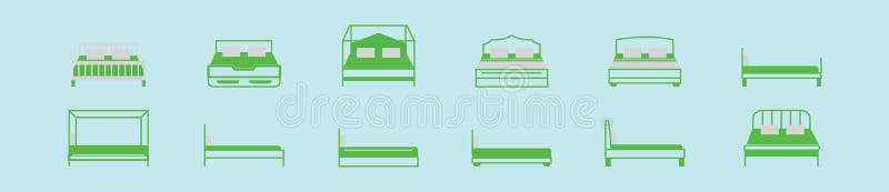 Set of Bed Cartoon Icon Design Template with Various Models. Vector ...