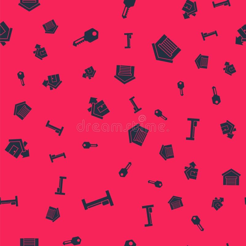Set Bed, House Key, Sale House and Garage on Seamless Pattern. Vector ...