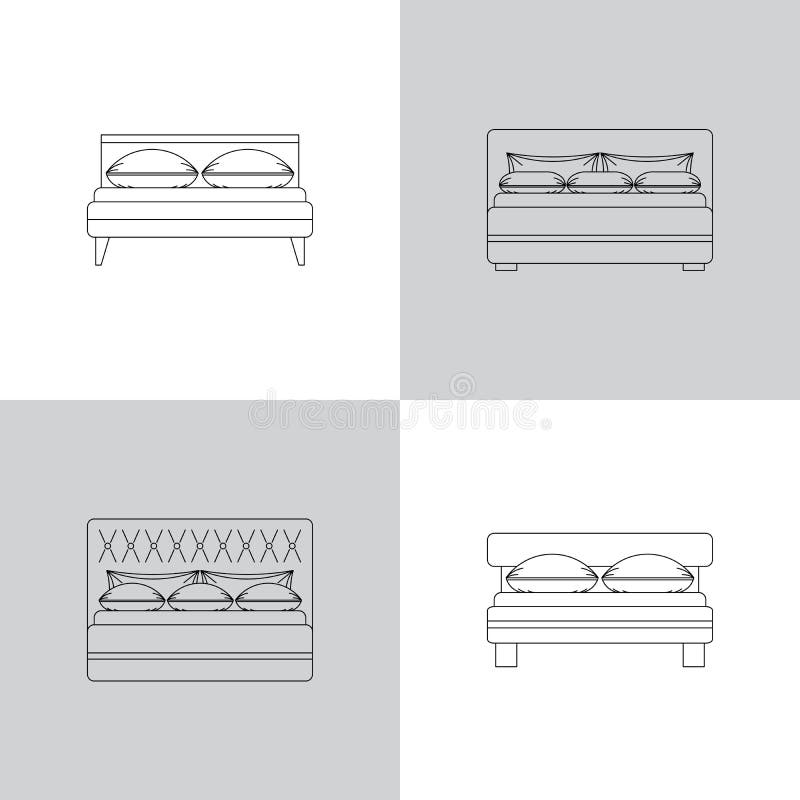 Set bed outline stock vector. Illustration of blanket - 76786524