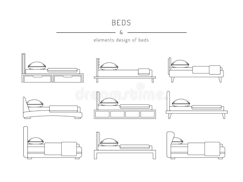 Set bed outline stock vector. Illustration of contour - 76870570