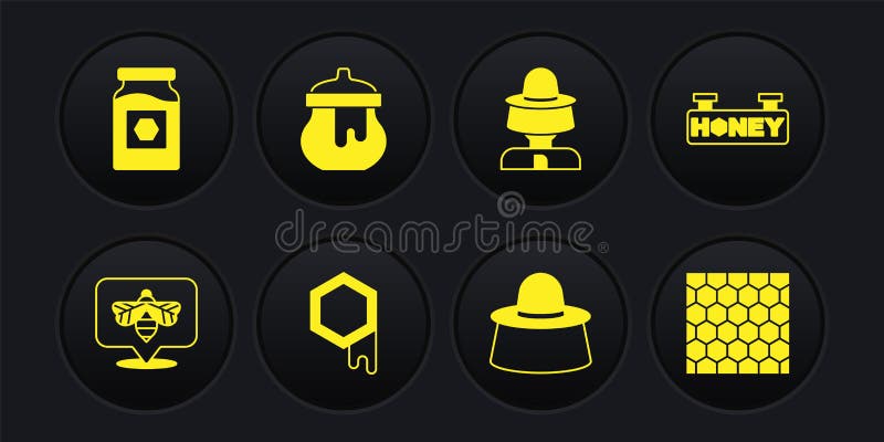 Set Bee, Hanging Sign with Honeycomb, Honeycomb, Beekeeper Protect Hat ...