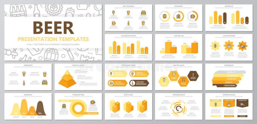Set of Beer and Bar, Pub Elements for Multipurpose Presentation ...