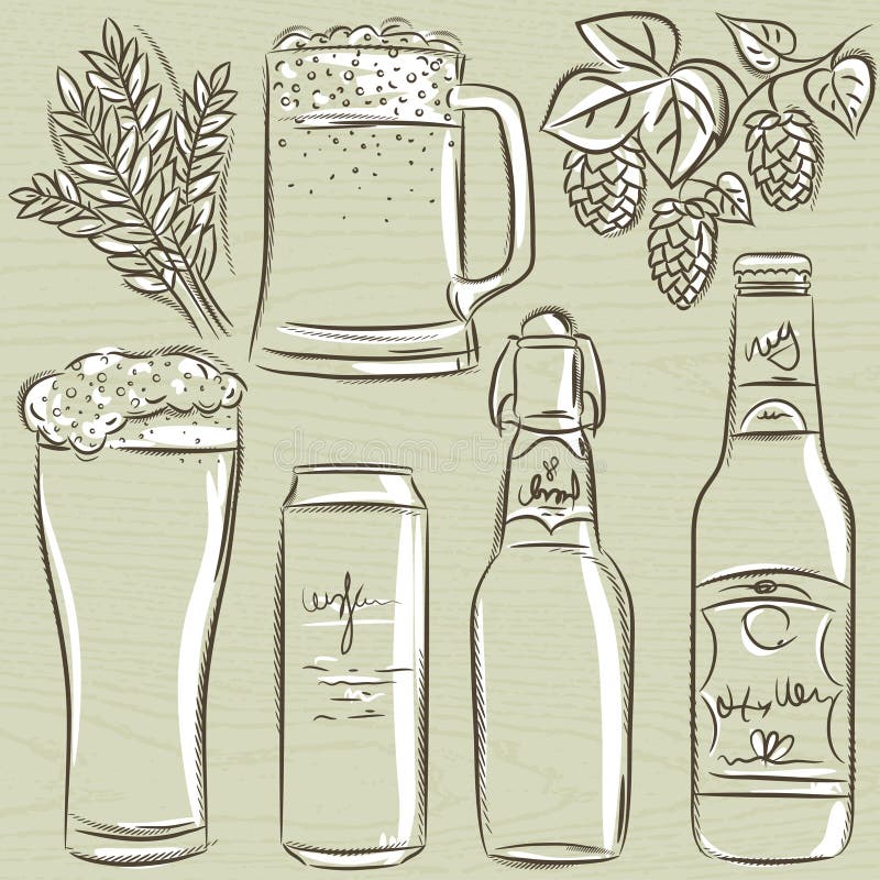Set of beer bottle, vector stock vector. Illustration of drawing - 42447608
