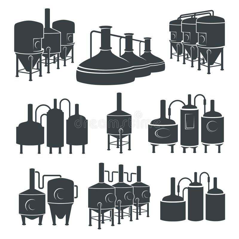 Set - Beer Brewery Elements, Icons, Logos. Vector Stock Vector ...