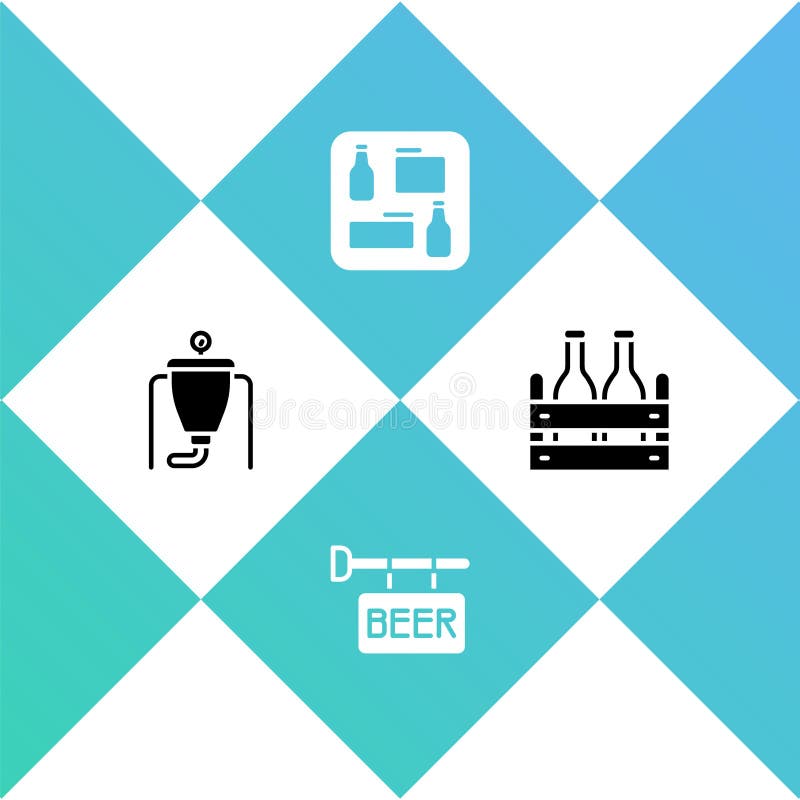 Set Beer Brewing Process, Street Signboard with, Menu and Pack of Beer ...