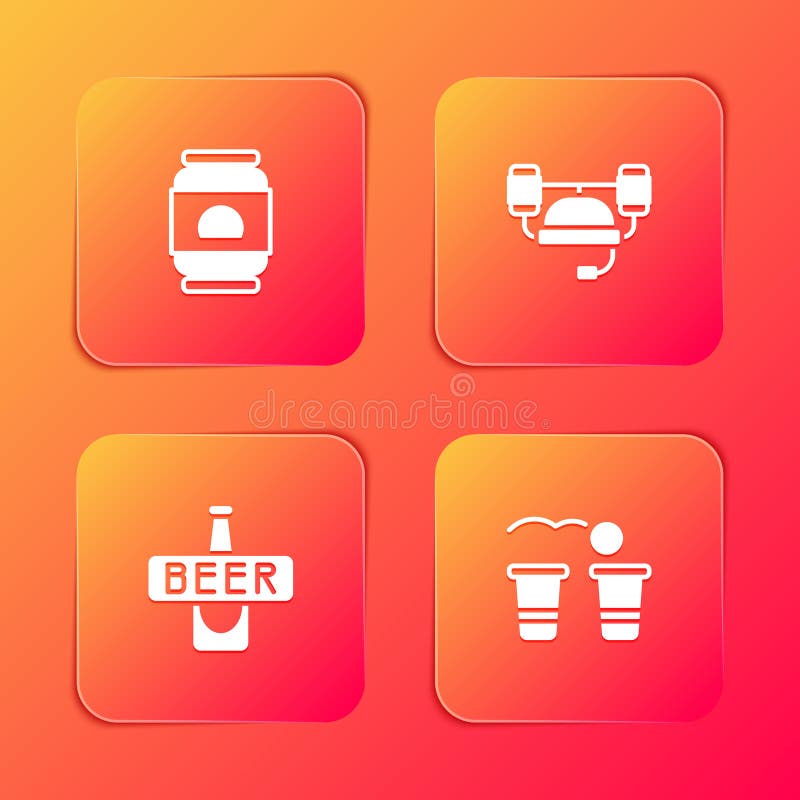 Set Beer Can, Helmet, Bottle and Pong Game Icon. Vector Stock Vector ...