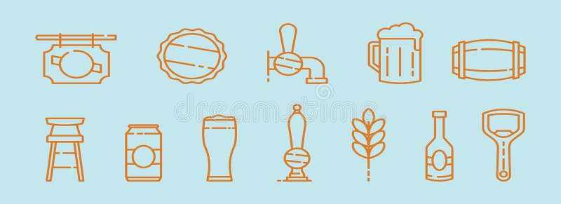 Set of Beer Cartoon Icon Design Template with Various Models. Vector ...