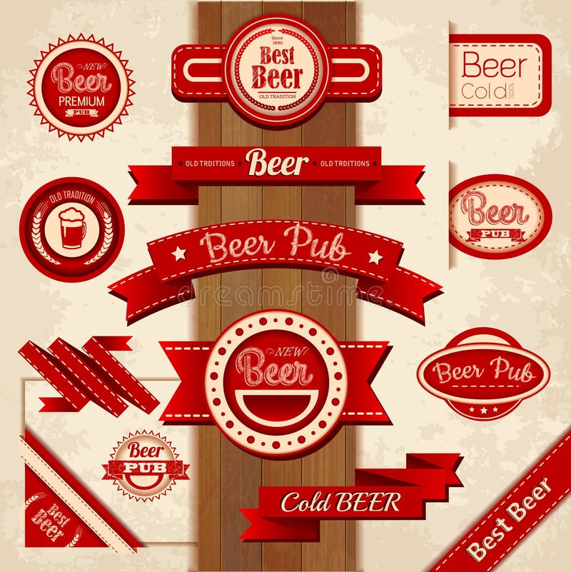 Beer pub labels stock vector. Illustration of sign, icon - 34219908