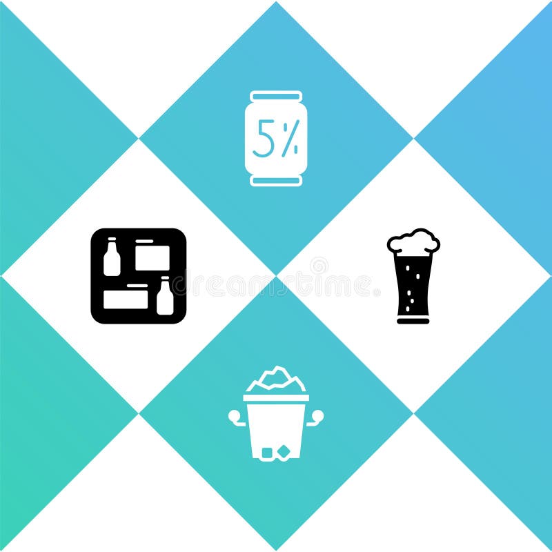 Set Beer Menu, Ice Bucket, Can and Glass of Beer Icon. Vector Stock ...