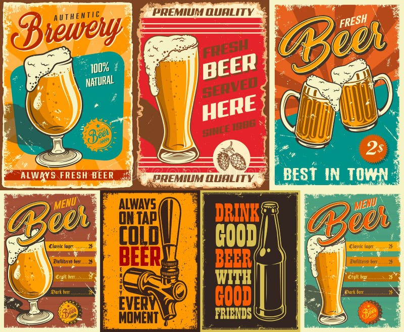 Set of beer poster stock vector. Illustration of lager - 113724682