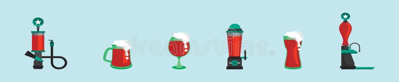 Set of Beer Pump Cartoon Icon Design Template with Various Models ...