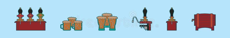 Set of Beer Pump Cartoon Icon Design Template with Various Models ...