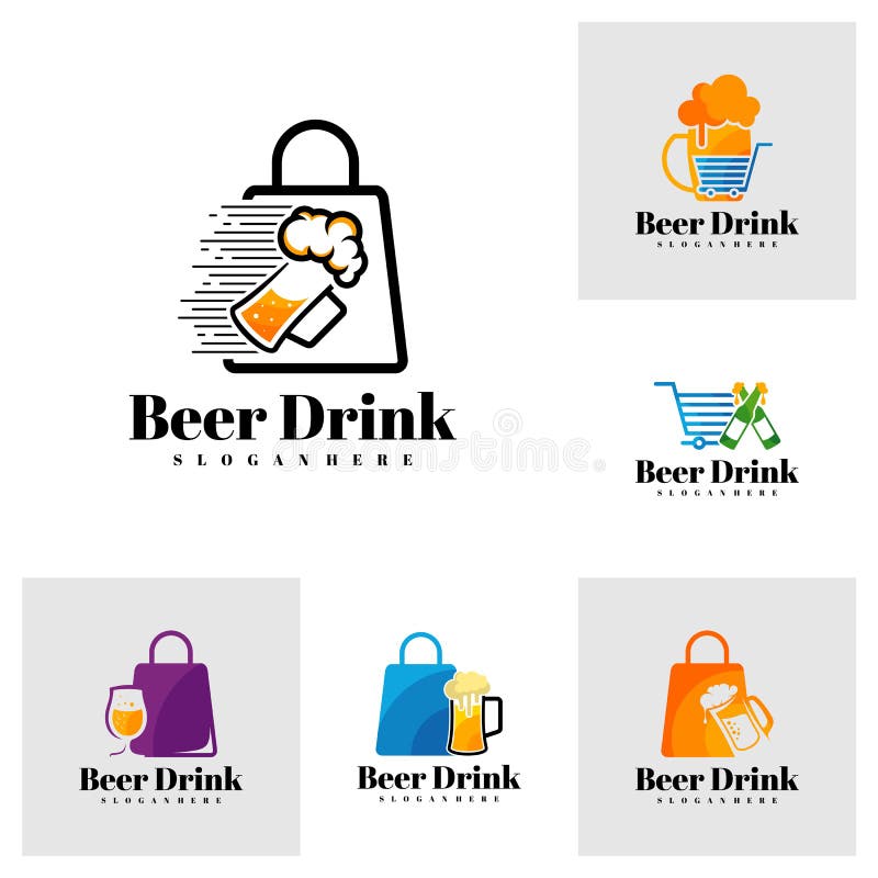 Set of Beer Shop Logo Design Vector, Creative Beer Drink Logo Design ...