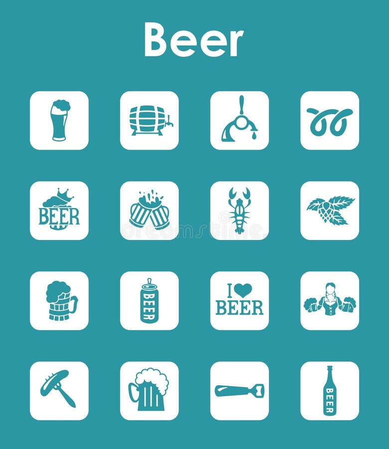Set of beer simple icons stock vector. Illustration of clipart - 58348695