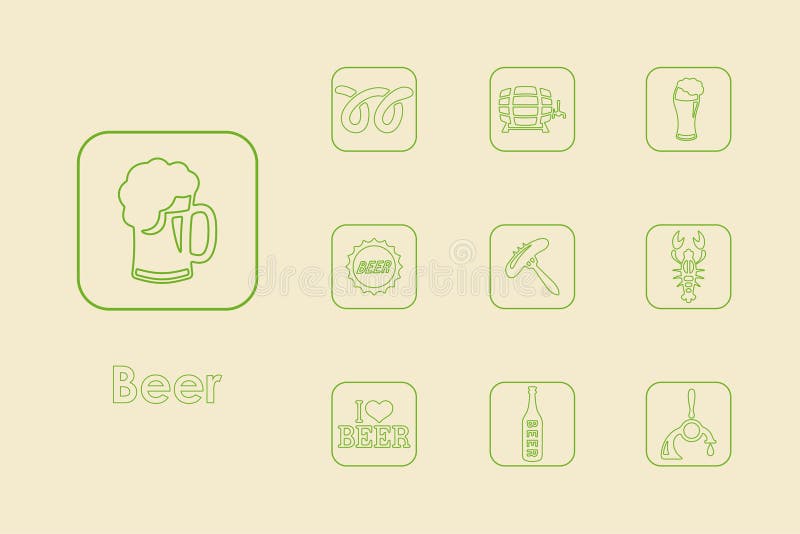Set of beer simple icons stock vector. Illustration of alcohol - 85984607
