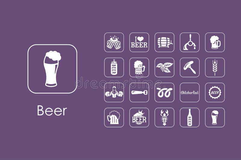 Set of beer simple icons stock vector. Illustration of information ...