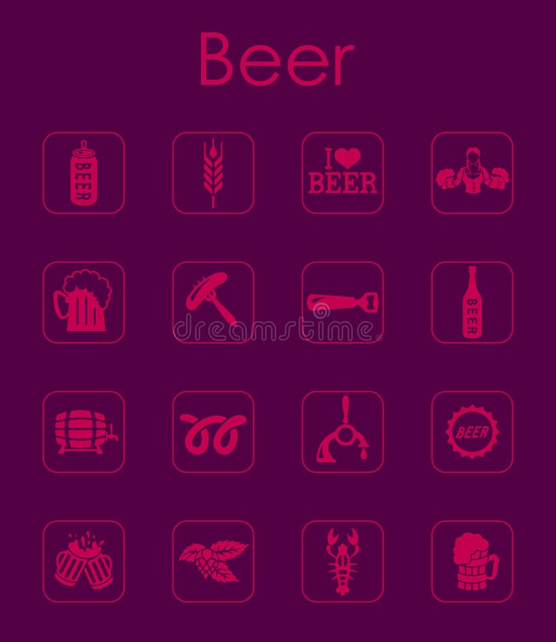 Set of beer simple icons stock vector. Illustration of group - 98988025