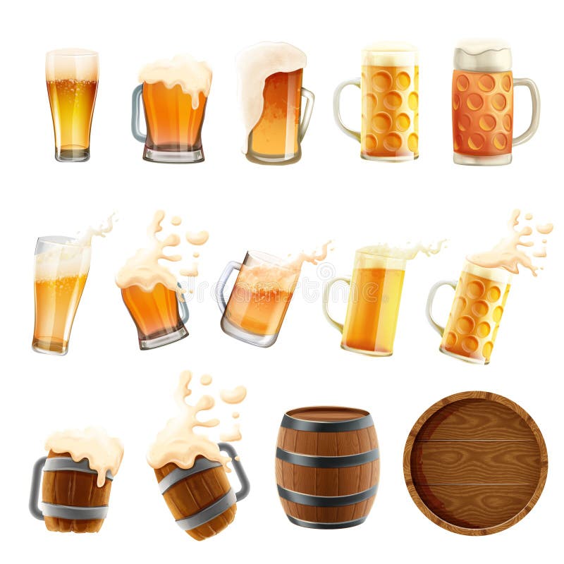 Set of Beers Icons and Illustrations Stock Vector - Illustration of ...