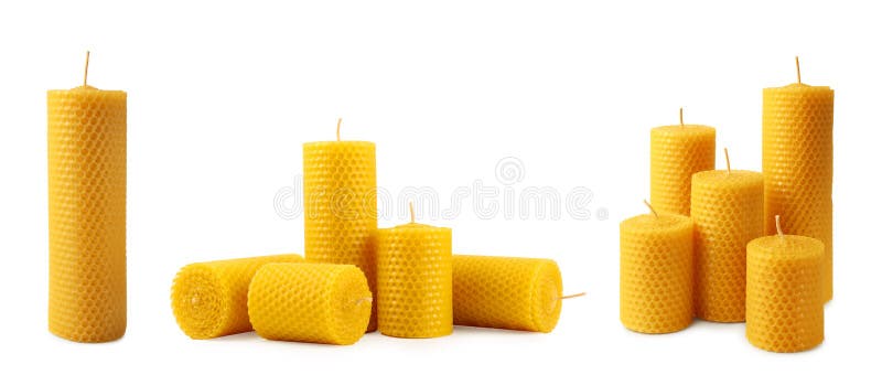 Set of Beeswax Candles on White Background Stock Illustration ...