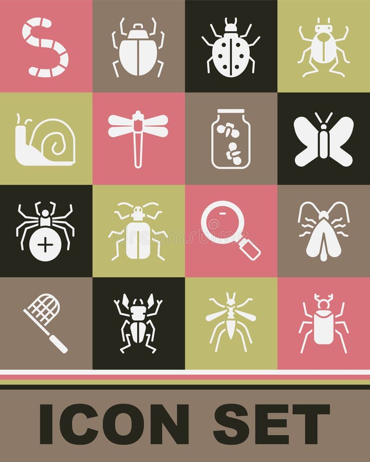 Set Beetle Bug, Clothes Moth, Butterfly, Mite, Dragonfly, Snail, Worm ...