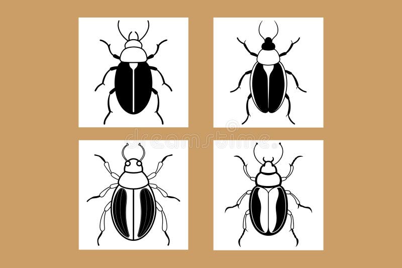 A Set of Beetles Vector Illustrations Stock Illustration - Illustration ...
