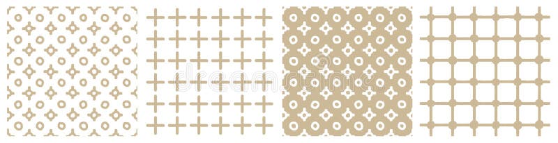 Set of Beige Abstract Simple Geometric Seamless Patterns. Hand Drawn ...