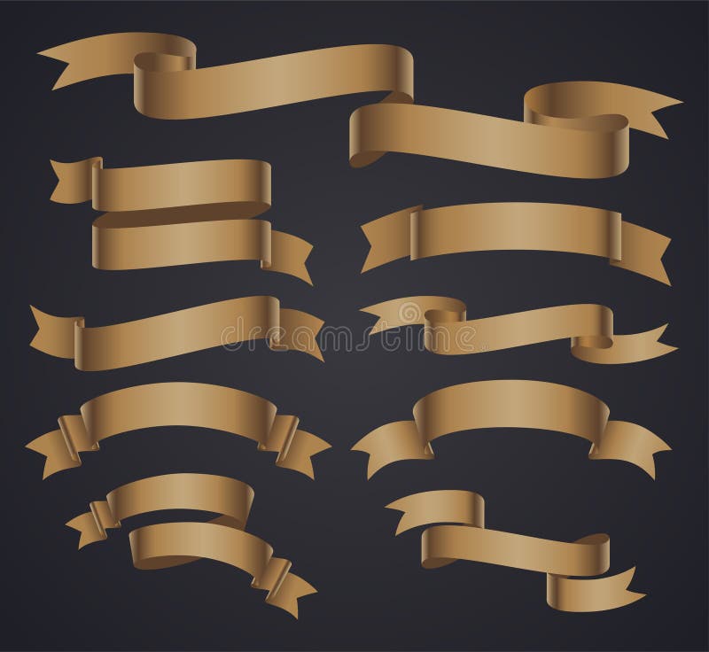 Set of Beige Curved Ribbon or Banner Stock Vector - Illustration of ...