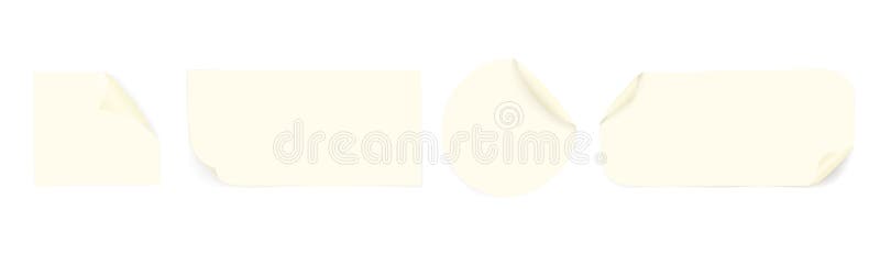 Set of Beige Paper Stickers of Different Geometric Shapes Round, Square ...